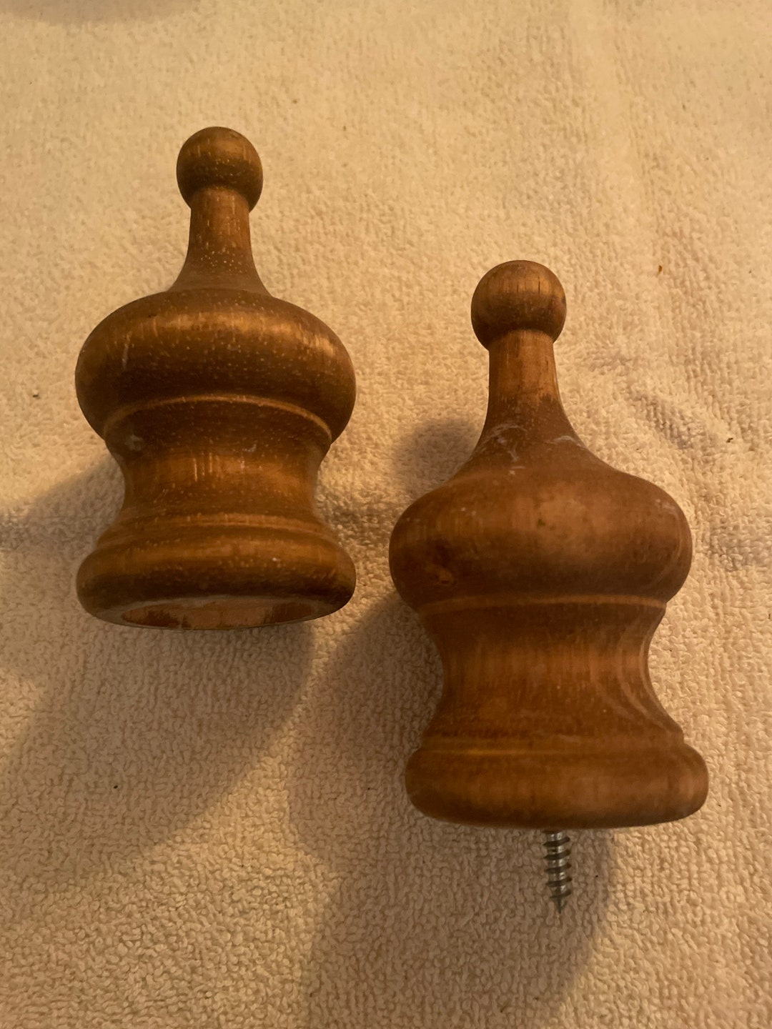 2 Wooden Finials and Rosette - Etsy