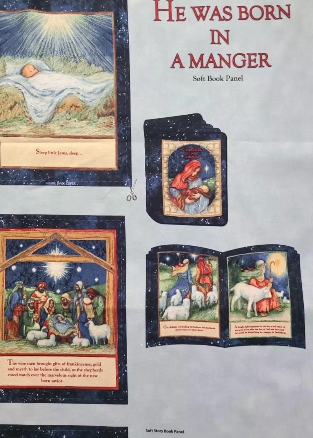 2 He Was Born in a Manger Nativity Soft Book Panel - Etsy