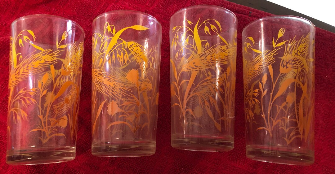 4 Vintage Wheat Glasses - Etsy