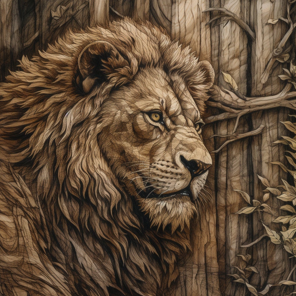 Lion in the Woods 3d Illusion Effect for Laser Engraving File Lightburn ...