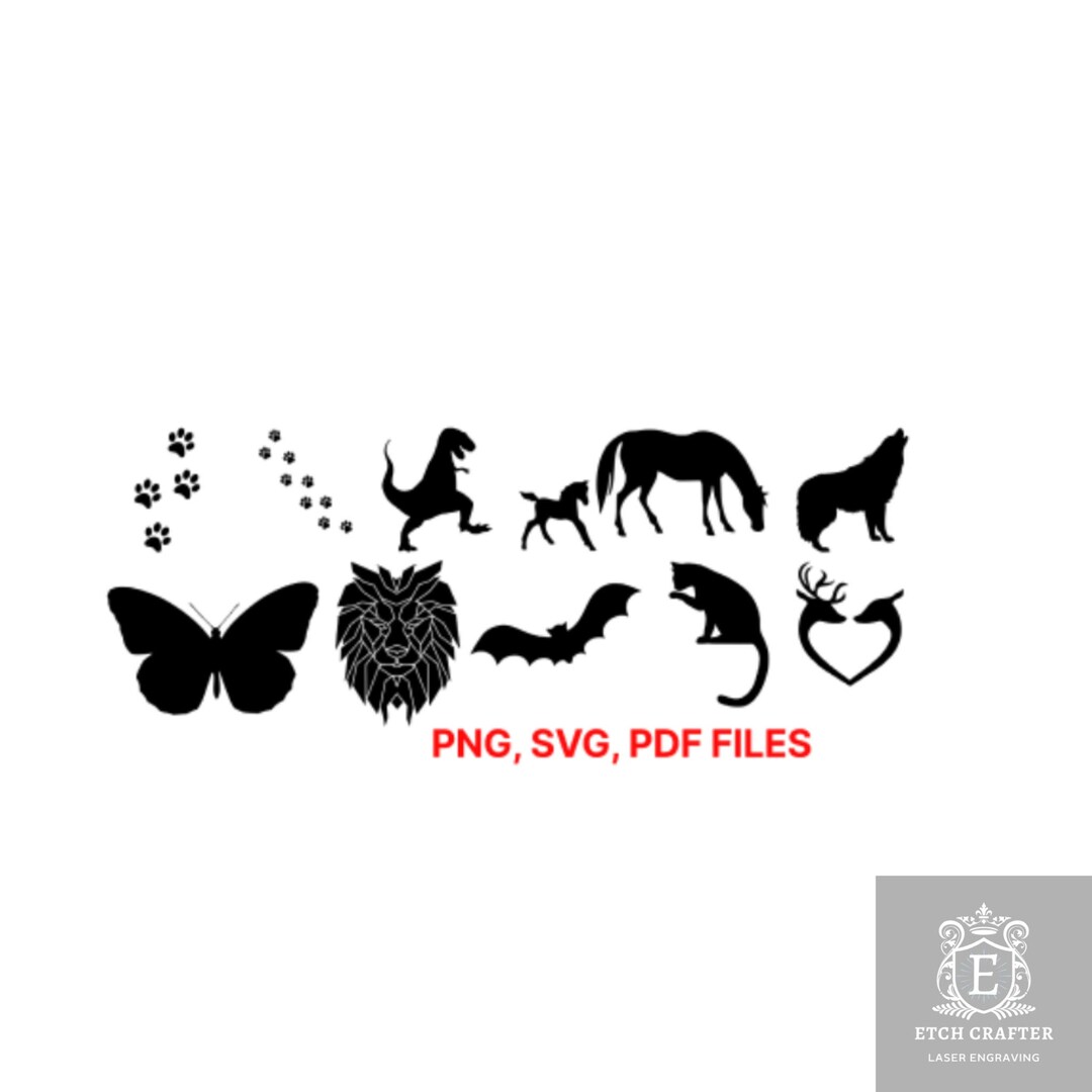 Digital Animal File Bundle 10 Pack: SVG, PDF, PNG Downloads for ...