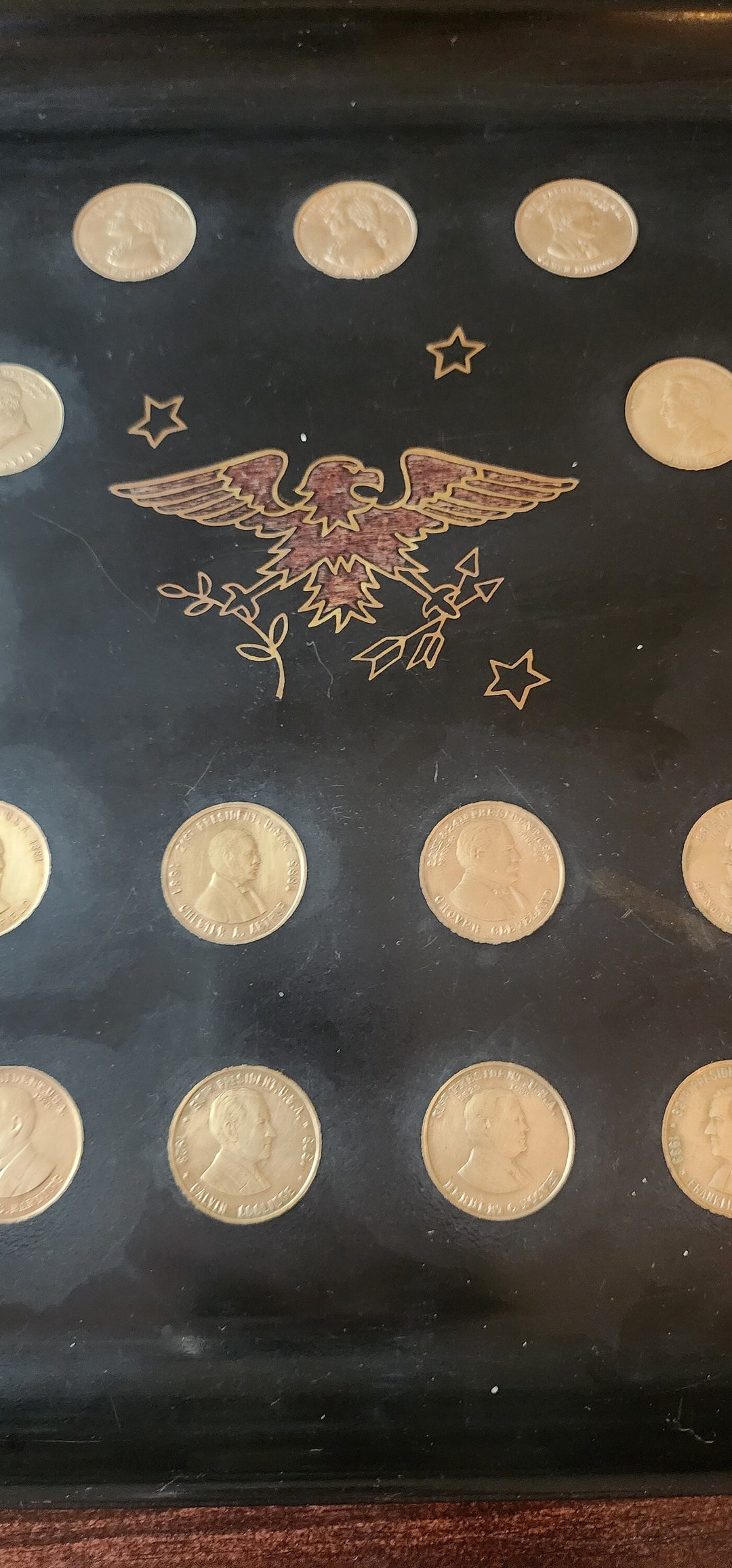 Vintage Couroc Presidential Coin Tray Washington to Eisenhower - Etsy