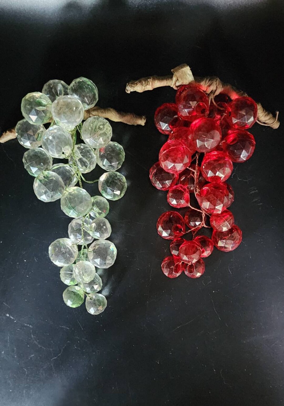 Mid Century Faceted Lucite Grape Cluster, Red & Green Vintage Decor - Etsy