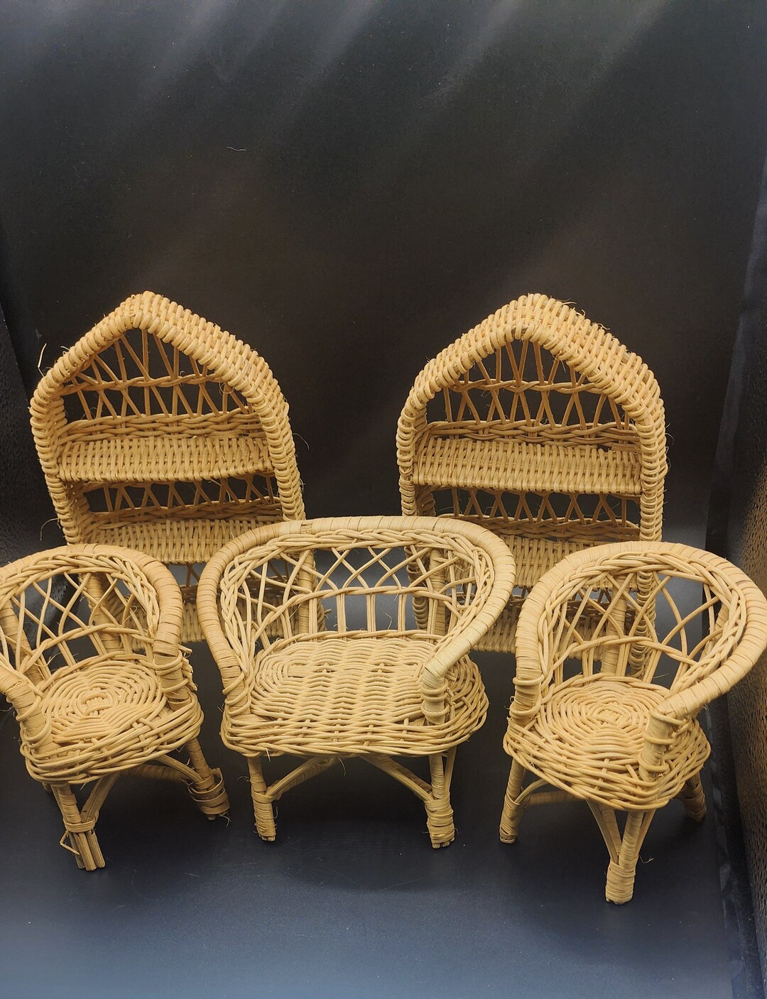 Vintage Set of Wicker Doll Furniture - Etsy
