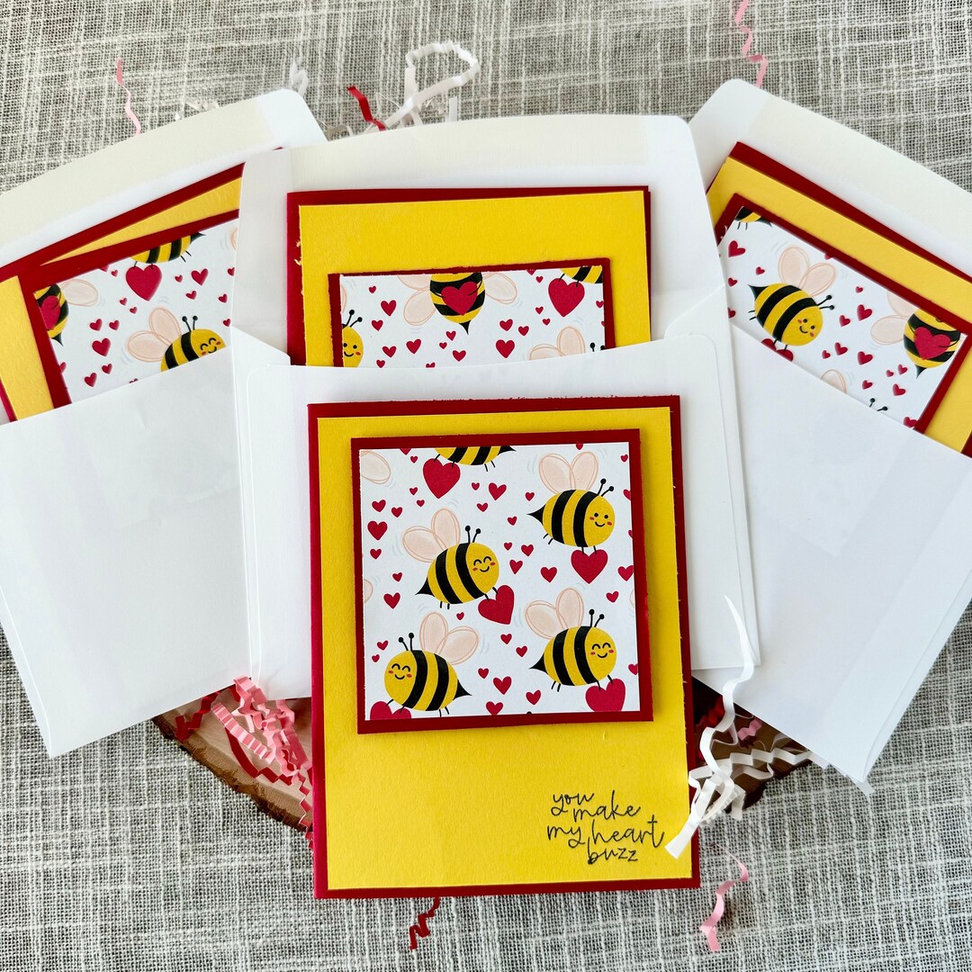 Valentine Card Kit, DIY Valentines, Bee Mine Valentines, Valentine Card ...