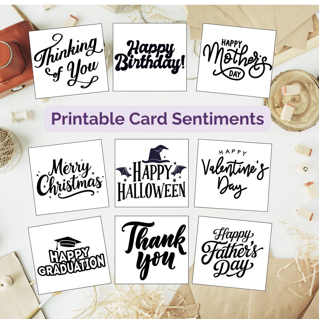 Printable Card Making Sentiments, Precut Greetings, Birthday Sentiments ...