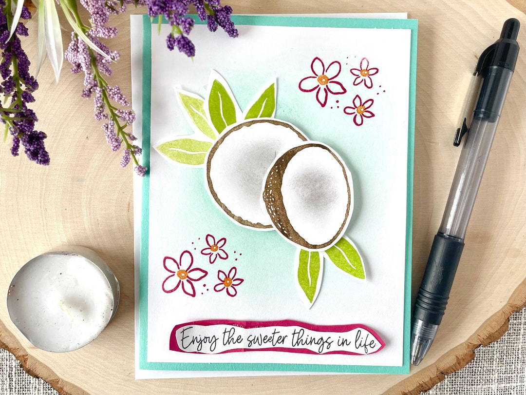 Coconut Birthday Card, Tropical Birthday Card, Summer Birthday Card ...