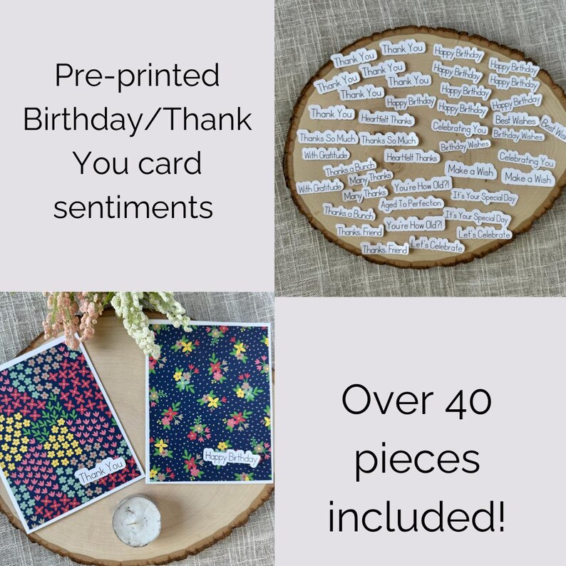 Precut Birthday & Thank You Card Sentiments: Scrapbook Greetings - Etsy
