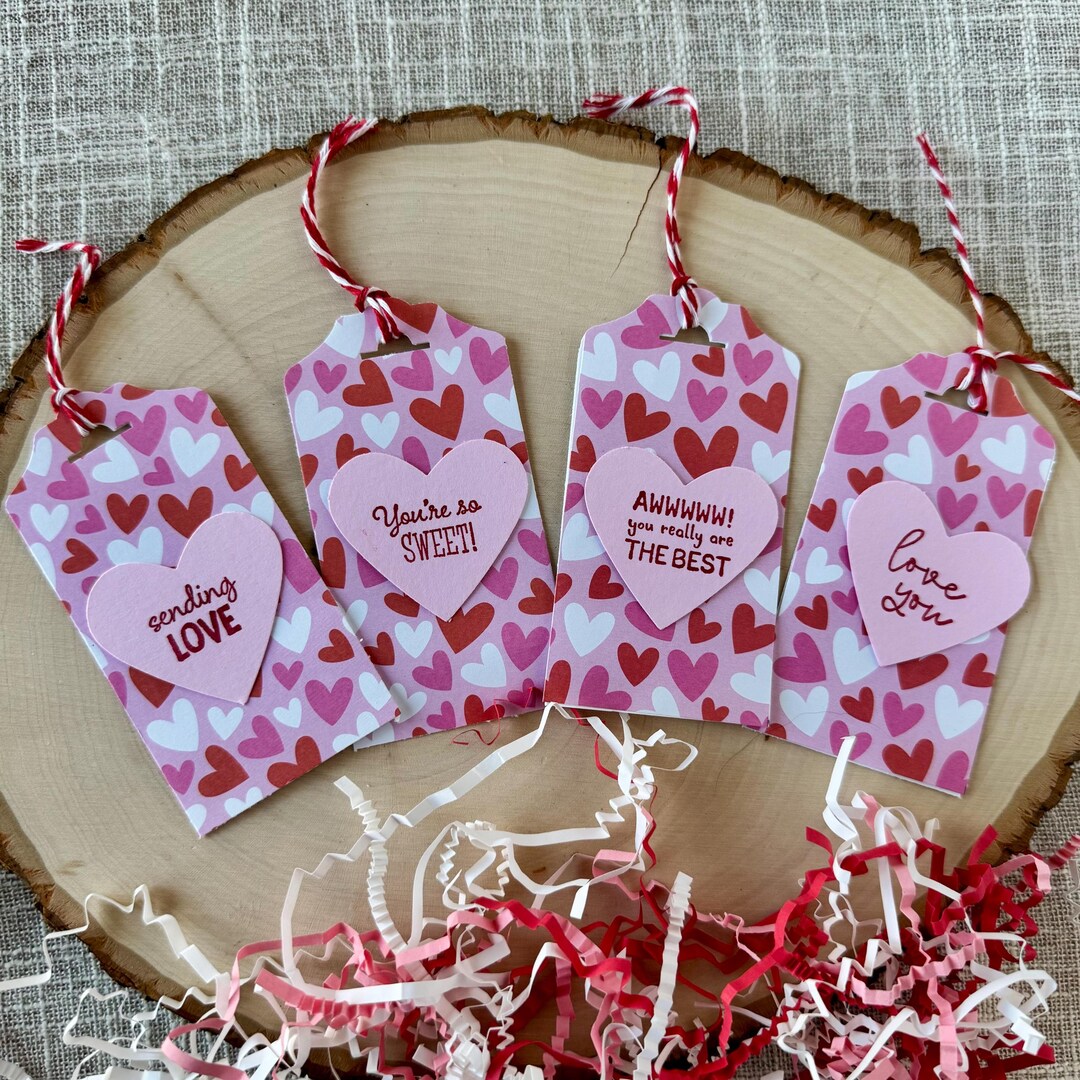 Handmade Valentine Tags, DIY Valentine Tags, Valentine Gift Tag Set ...