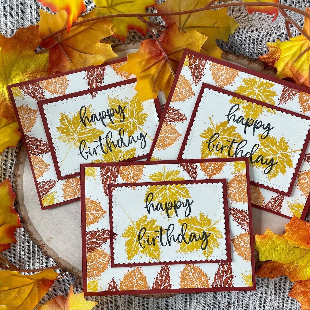 Leaf Themed Birthday Card Set, Fall Birthday Cards, Autumn Cards ...