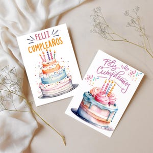 Printable Birthday Card, Feliz Cumpleanos Card, Spanish Birthday Card, Instant Download Birthday ...