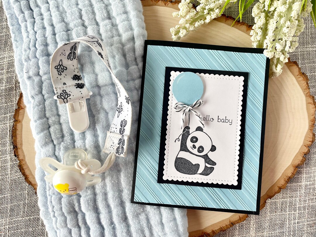 Baby Boy Panda Card, New Baby Boy Card, Panda Baby Shower Card, Baby ...