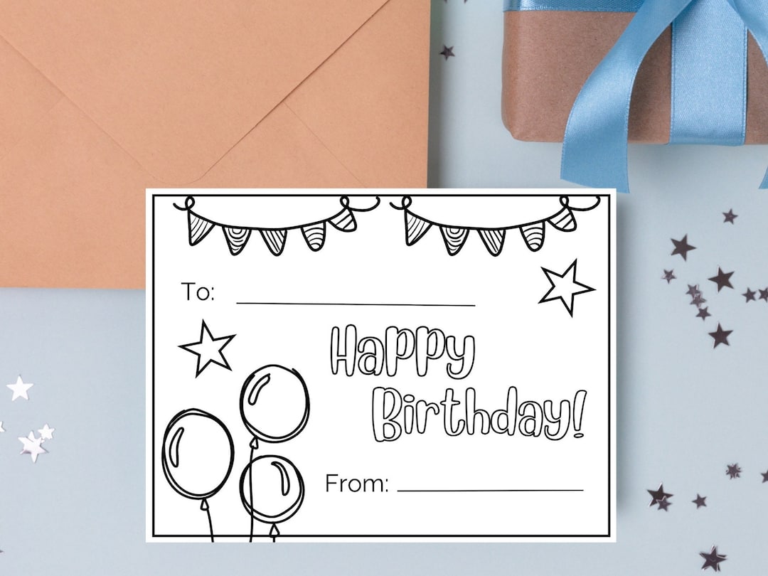 DIY Birthday Cards for Kids, Kids Coloring Pages, DIY Birthday Tags ...