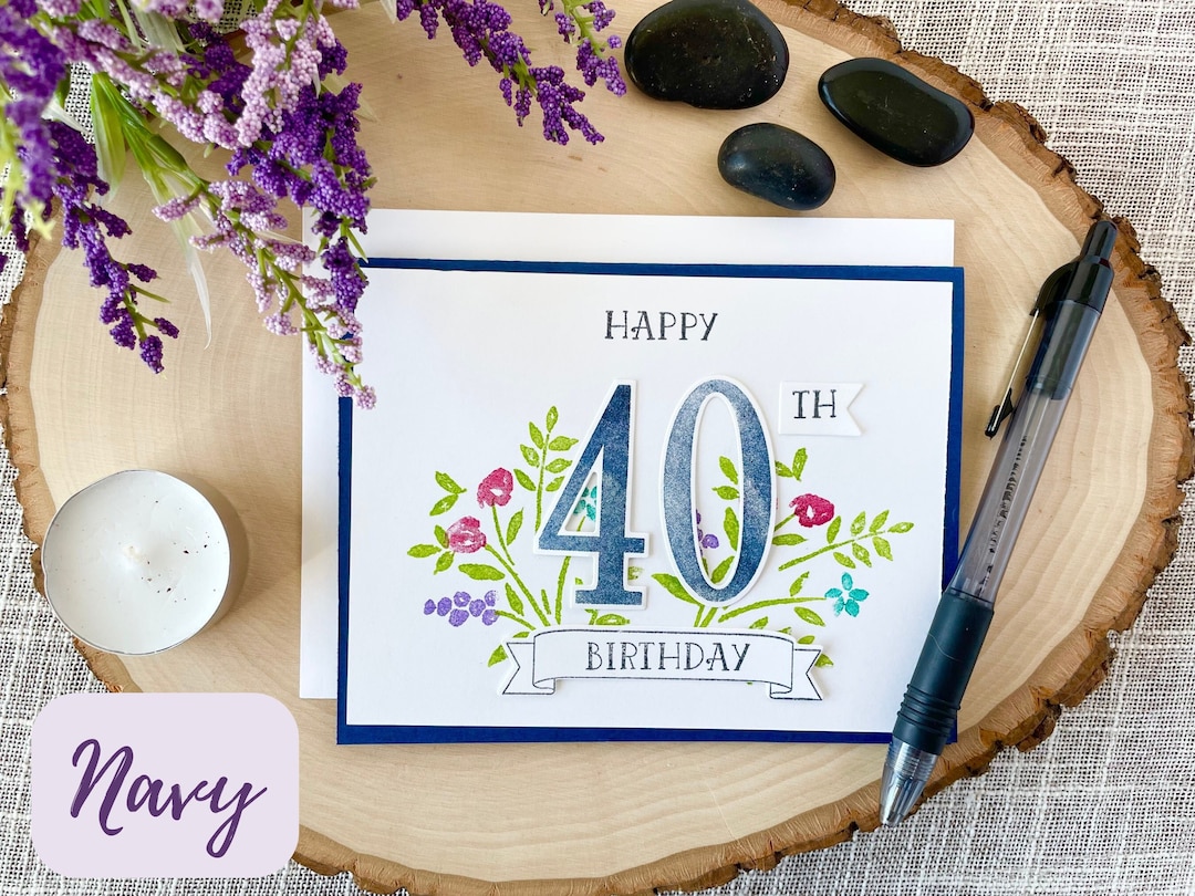 Personalized Floral 40th Birthday Card, Customized Anniversary Card - Etsy