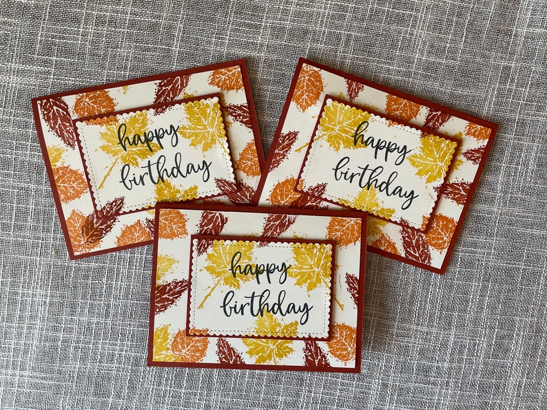 Leaf Themed Birthday Card Set Fall Birthday Cards Autumn - Etsy