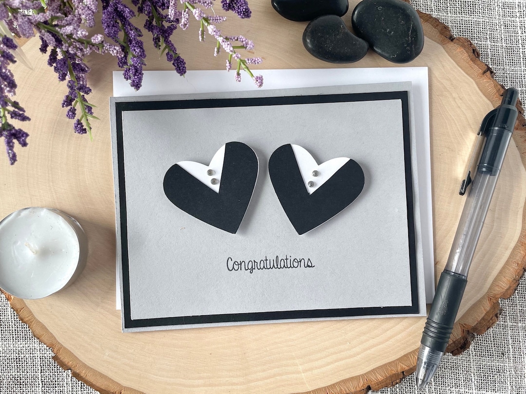Gay Wedding Card, Two Grooms Gift, Heart Tuxedos Card - Etsy