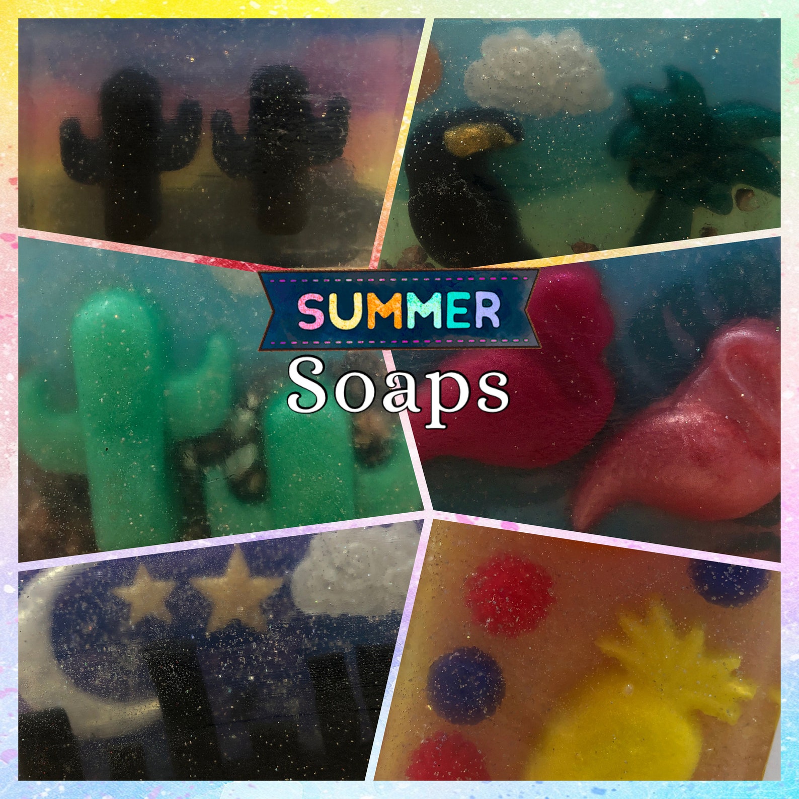 Summer Soaps. Picture Soaps, 6 Different Styles (desert-cactus ...