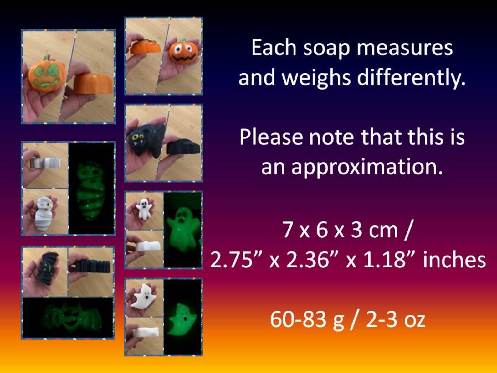 Halloween Soaps, Big Size. Glow in the Dark (24 Different Styles ...