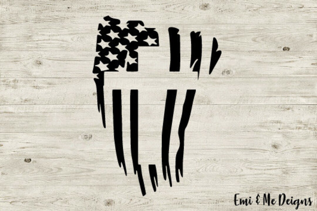 Tattered American Flag With Cross Decal, American Flag Decal, Cross ...