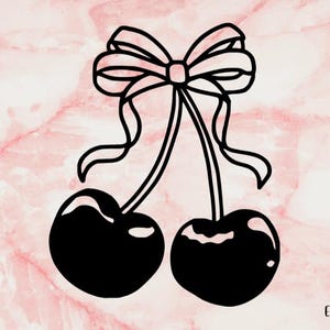 Cute Cherry Bow Decal / Cherry Vinyl Decal /cute Car Decal / Coquette ...