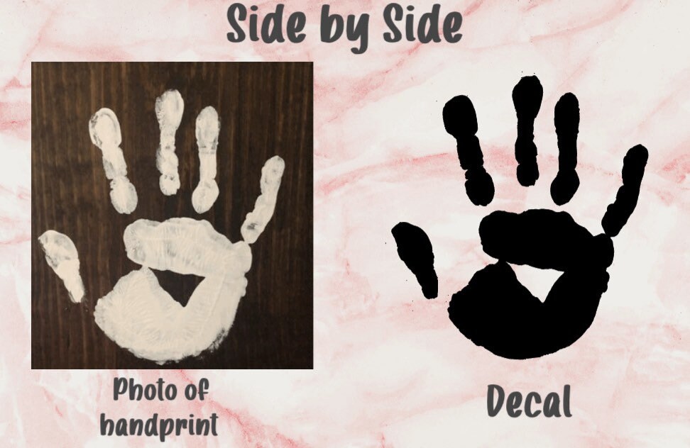 Custom Handprint Vinyl Decals, Tumbler Decal, Car Decal, Father’s Day ...