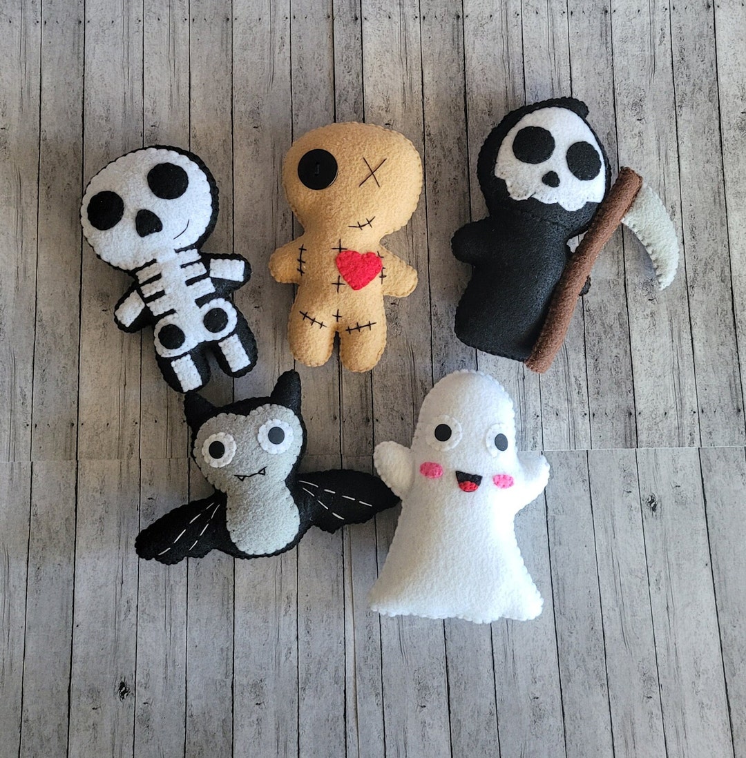 Halloween Felt Set, Ghost, Bat, Skeleton, Voodoo Doll, Grim Reaper - Etsy