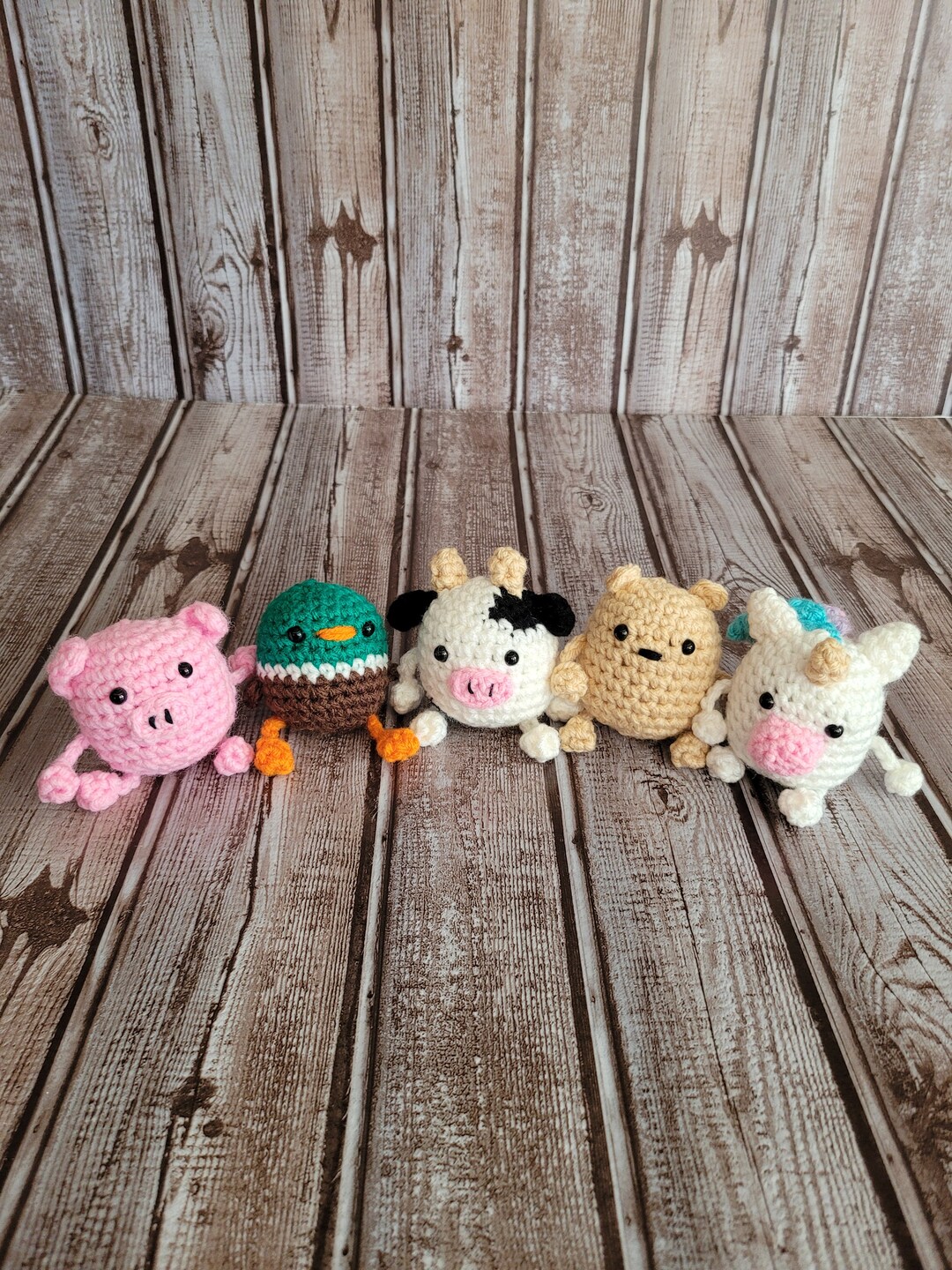 Mini Crochet Animals, Crochet Pig, Crochet Cow, Crochet Duck - Etsy