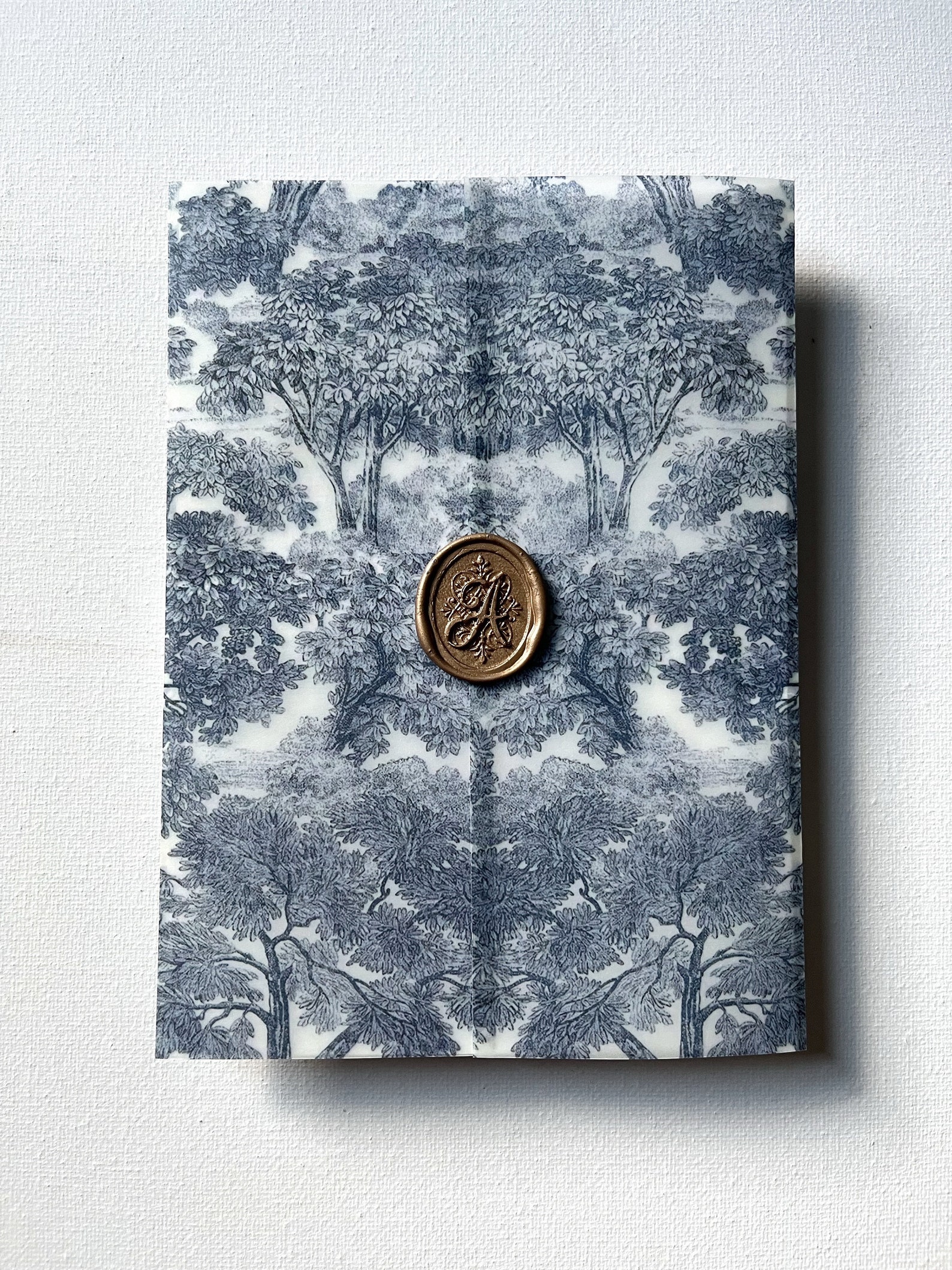 Arianna | Blue Toile Vellum Wraps for 5x7 Invitation, Blue French ...
