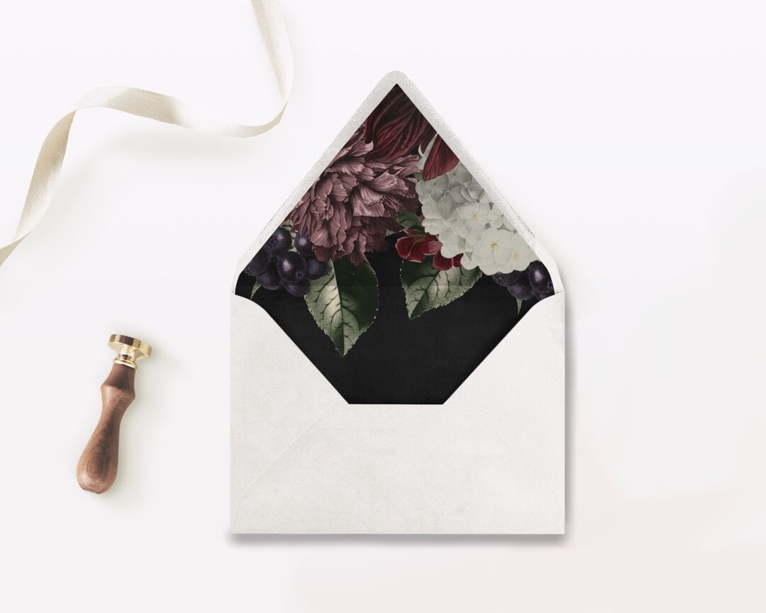 Kris: Moody Floral Envelope Flap Liner Template, Envelope Liner Insert ...