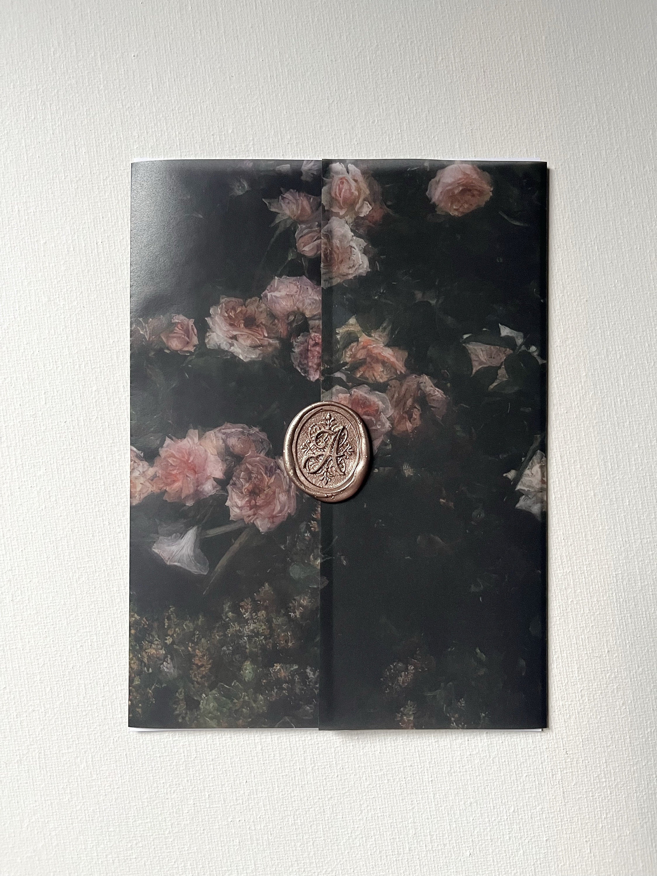 Syph | Floral Vellum Wraps for 5x7 Invitation, Dark Moody Floral Vellum ...