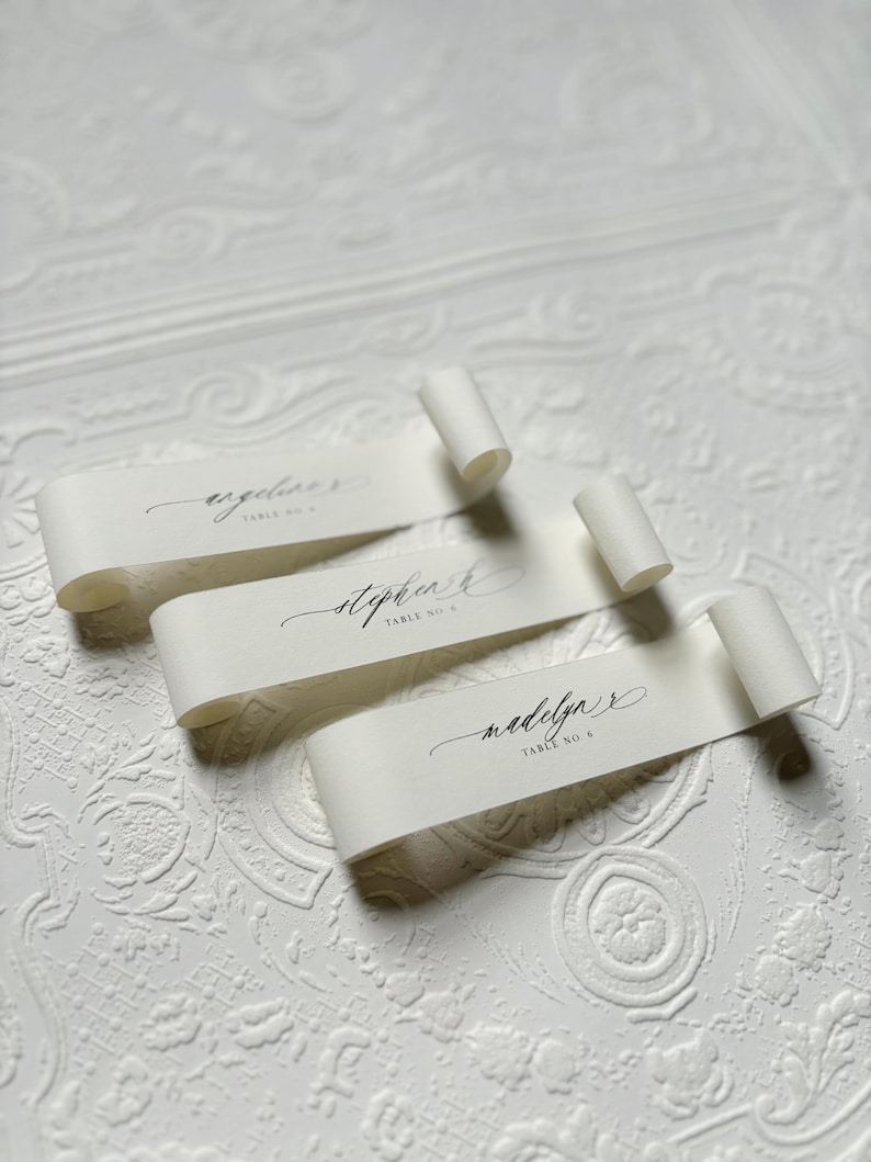 Calligraphy Scroll Name Place Cards, Wedding Name Card, Deckle Edge ...