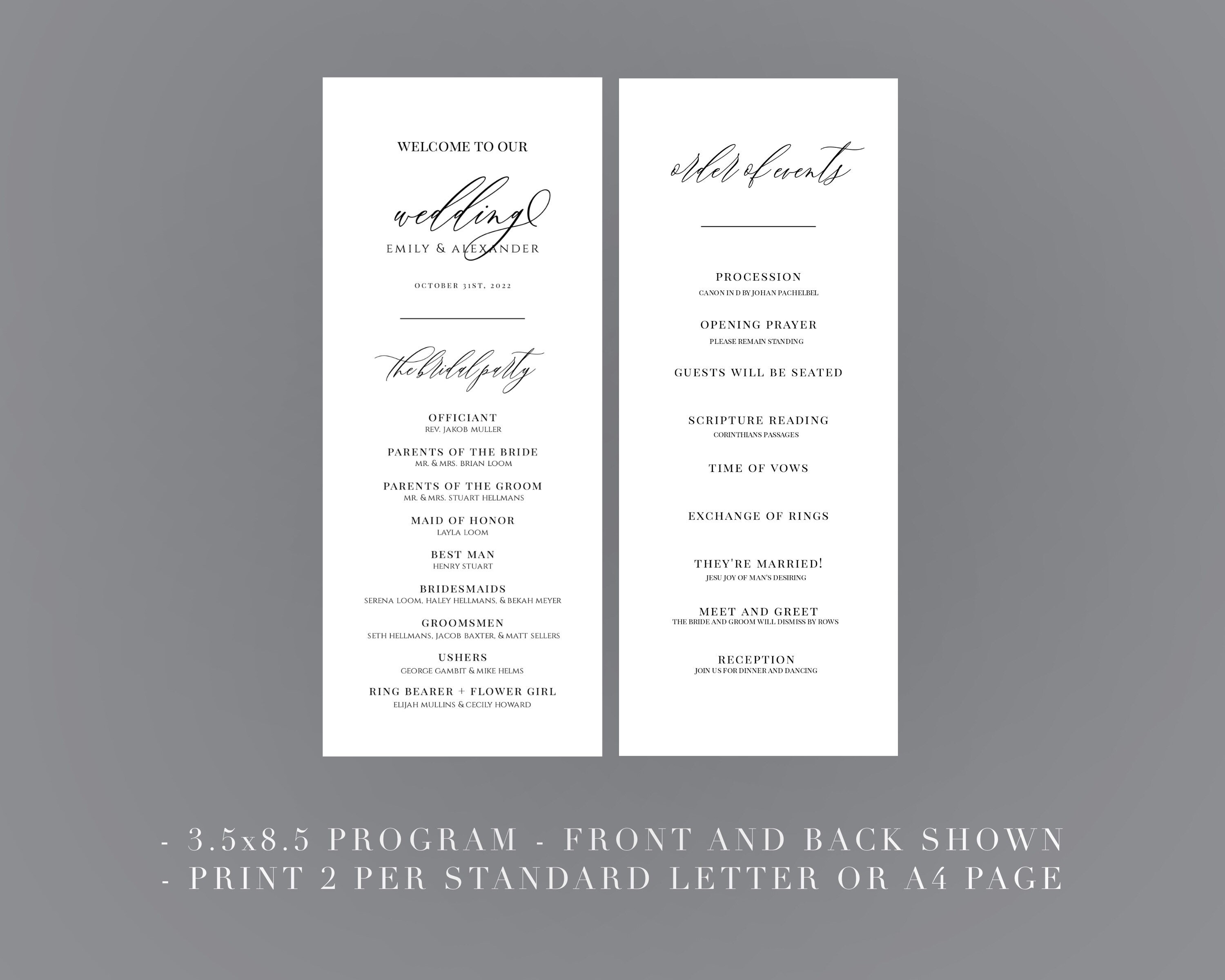 Layla: Elegant Wedding Ceremony Program Template Modern - Etsy