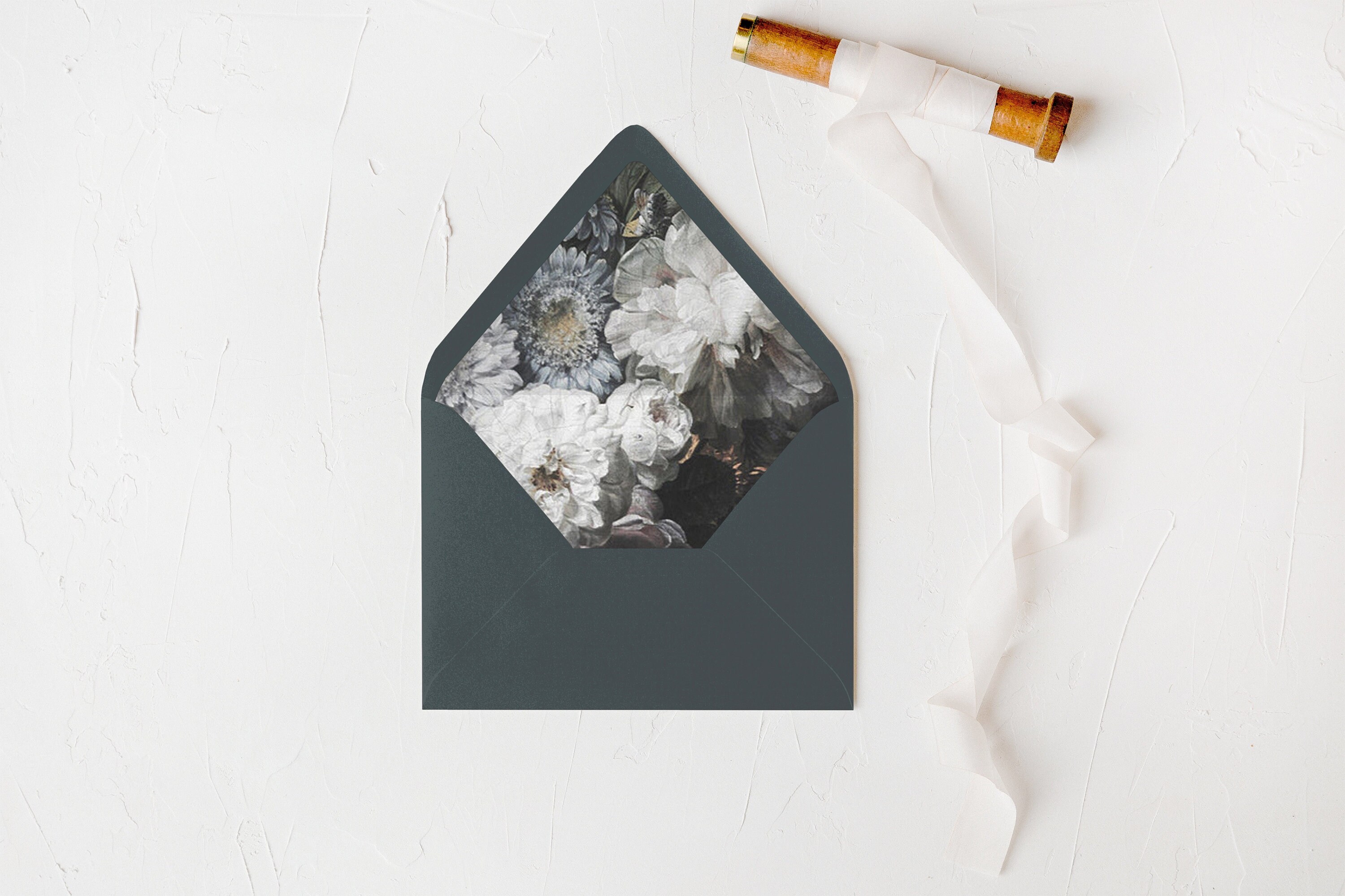 Moody Floral Wedding Invitation Envelopes, Fine Art Lined Envelopes ...