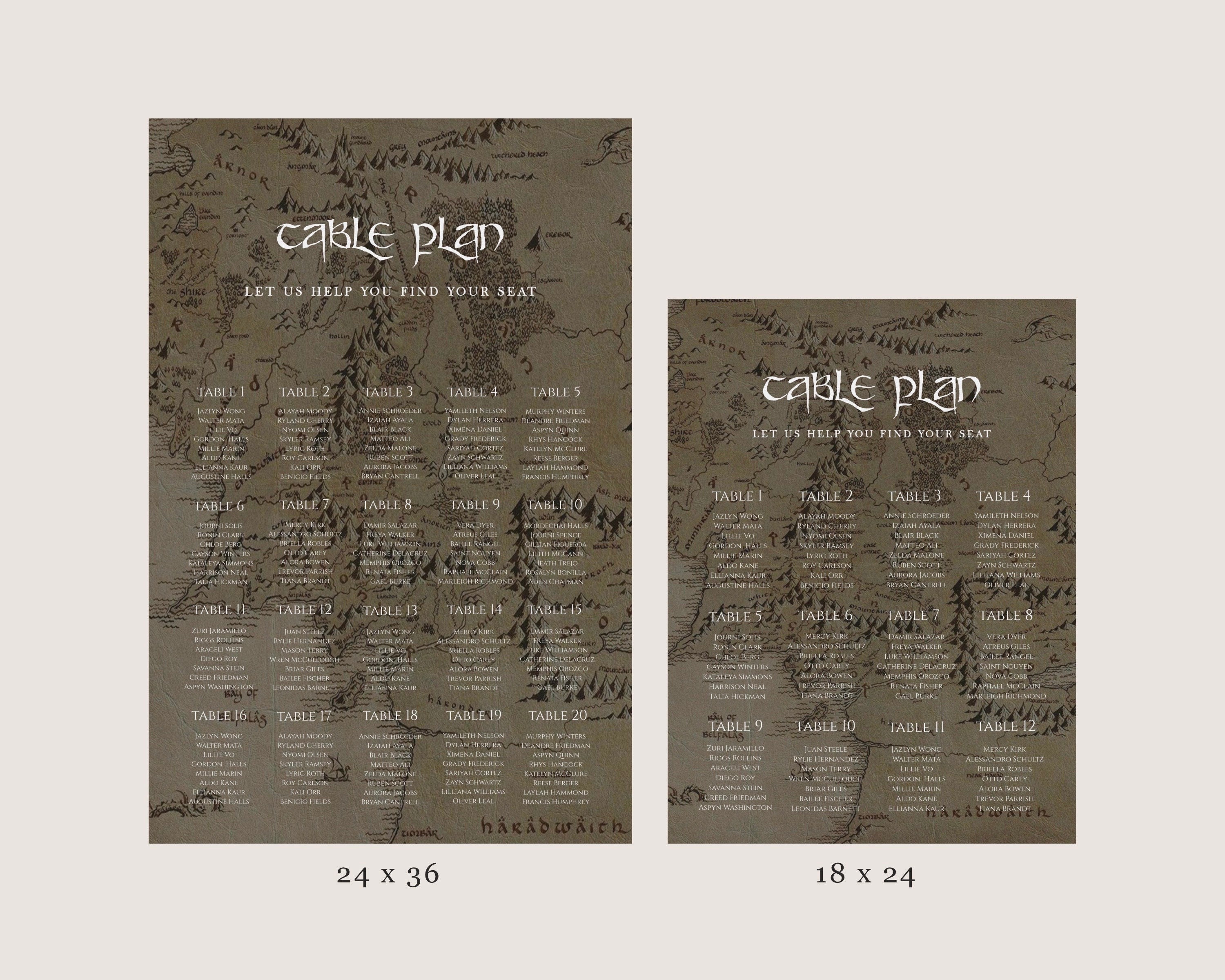 Middle Earth | Lord of the Rings Wedding Seating Chart, Lord of the ...