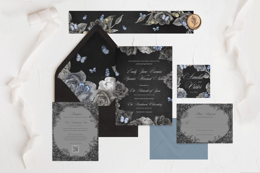 Emily Halloween Wedding Invitation, Corpse Bride Wedding Invitation ...