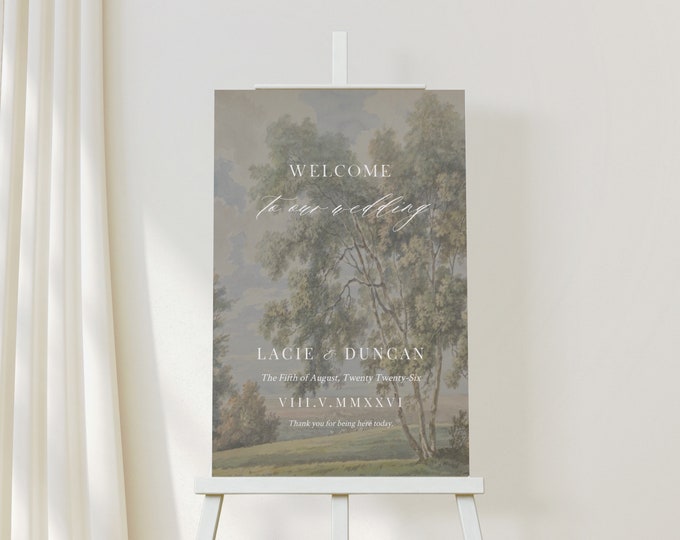 Lacie | Printed Welcome Sign, Fine Art Wedding Welcome Sign, Fine Art ...