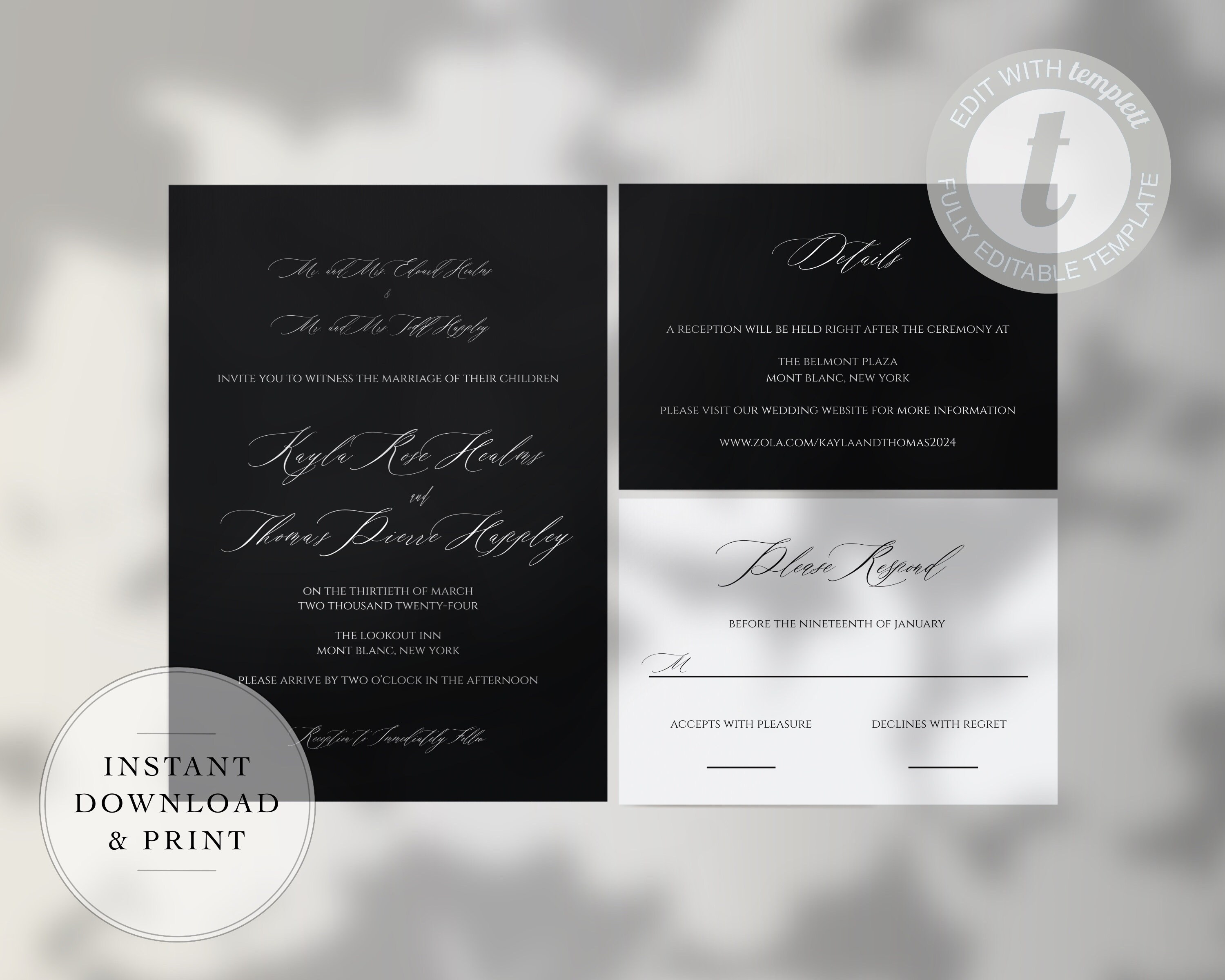 Black And White Blank Invitation Templates