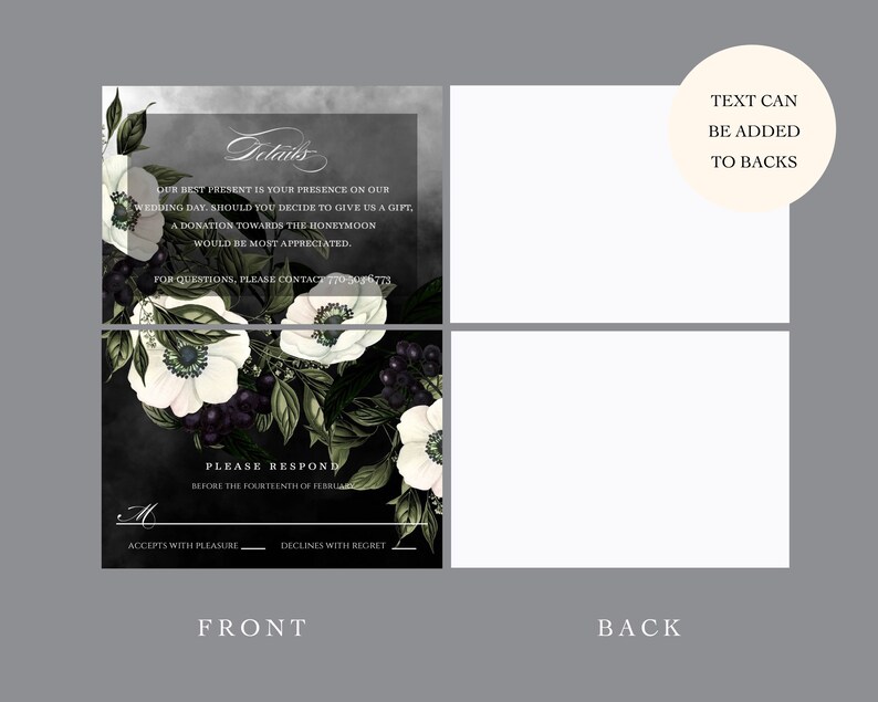 Midnight: Printable Dark Moody Floral Wedding Invitations | Etsy