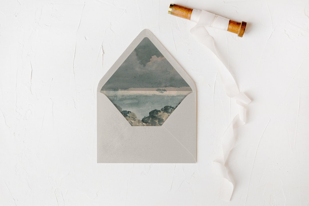 Chiara | Fine Art Lined Envelopes for Wedding, Sea Painting Wedding ...