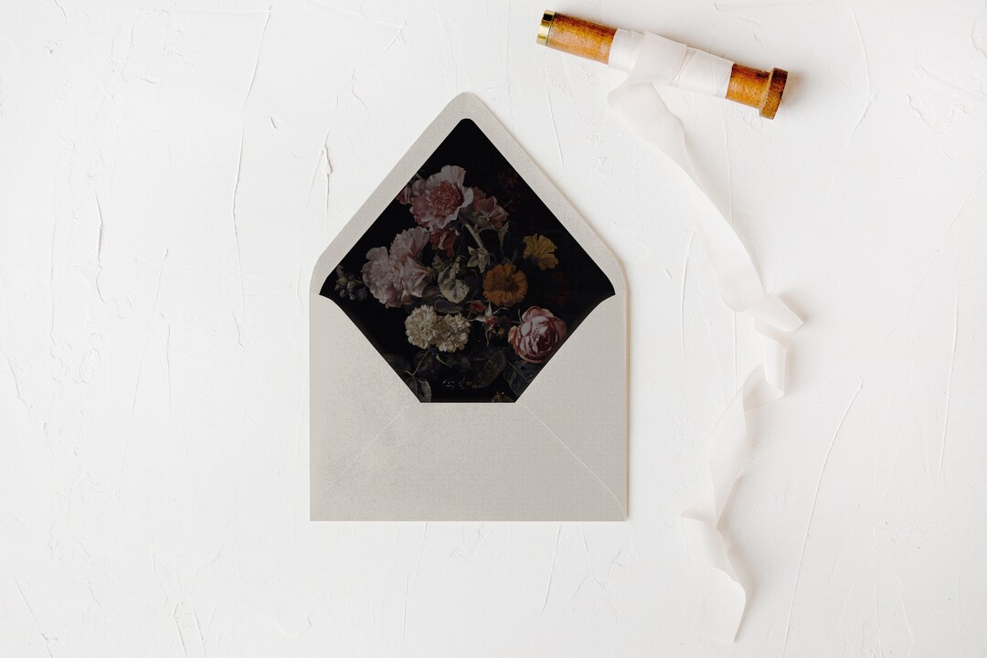 Fae Moody Floral Wedding Invitation Envelopes, Fine Art Lined Envelopes ...