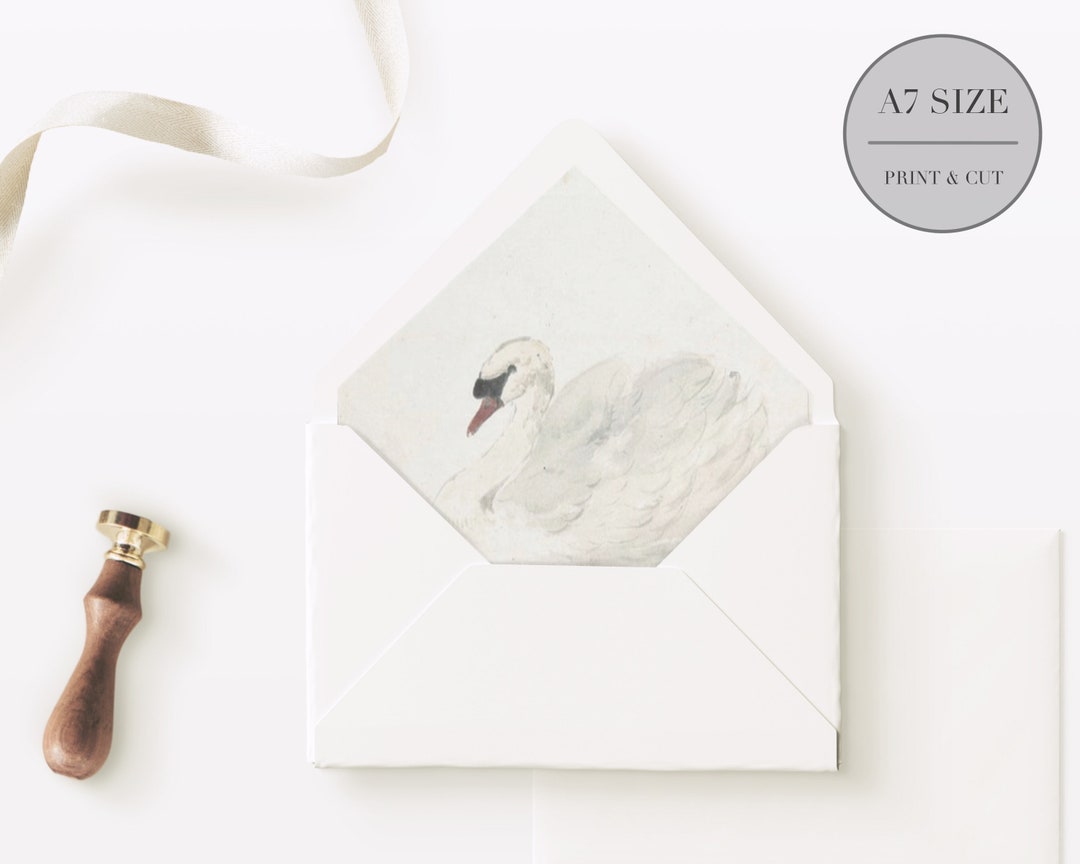 Maral: Vintage Painting Swan Envelope Liner Template, Envelope Liner ...