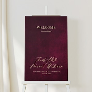 Ophelia | Red Wedding Welcome Sign, Printed Welcome Sign, Modern Red ...