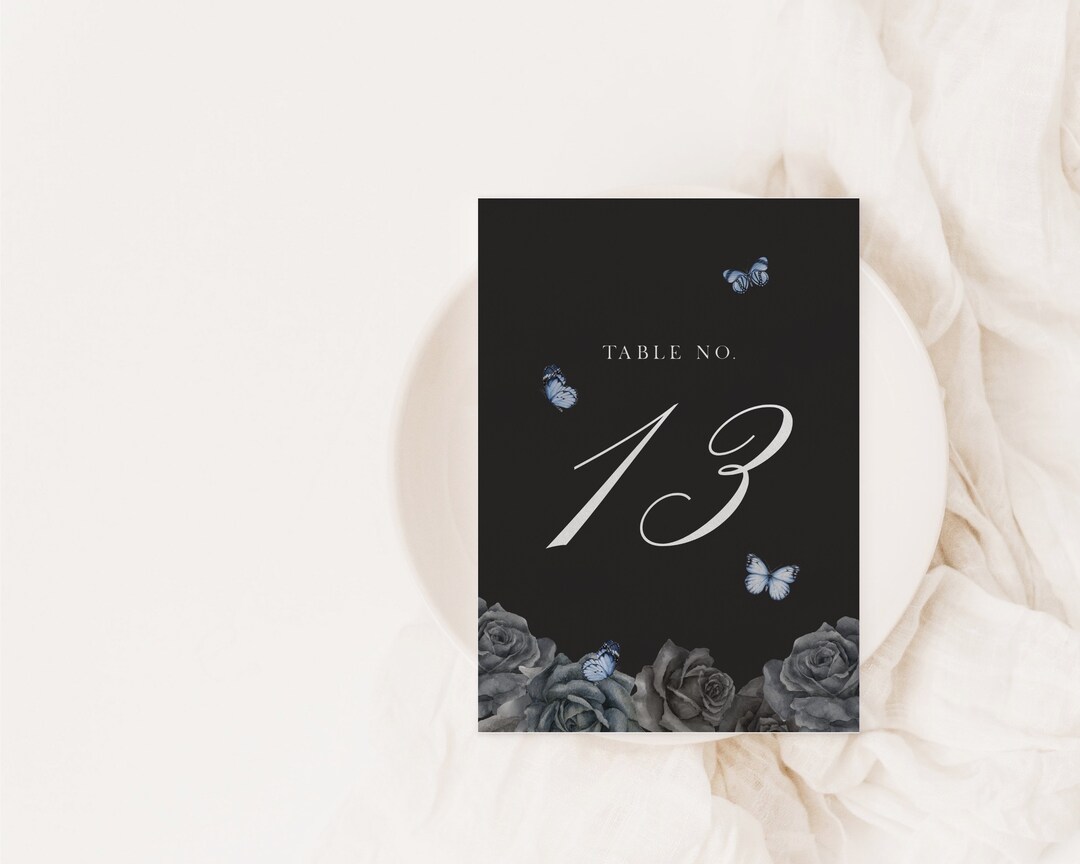 Emily | Butterfly Floral Wedding Table Numbers, Corpse Bride Wedding ...