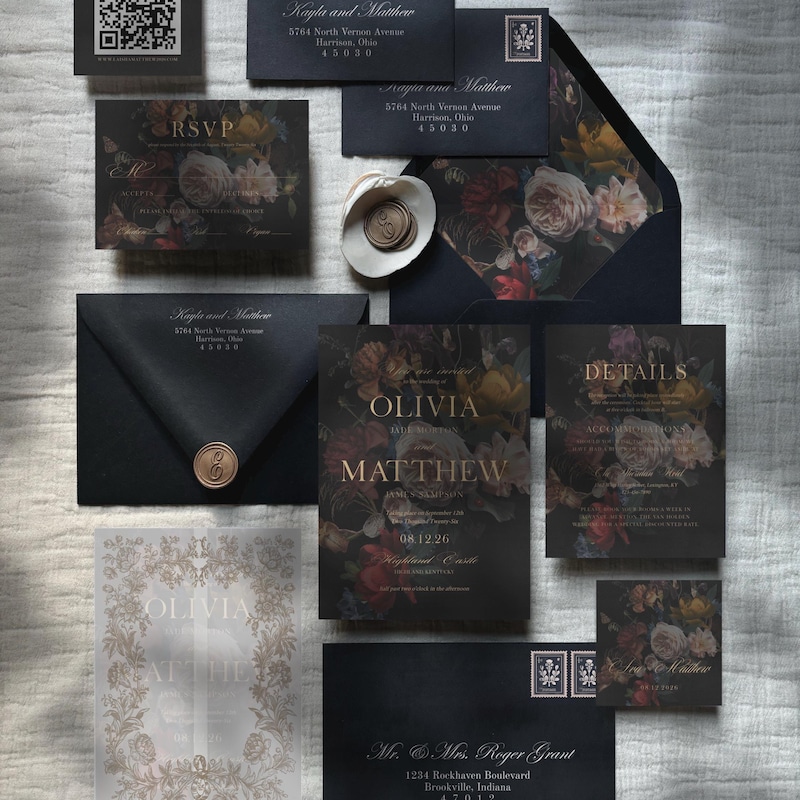 Dark Wedding Invitations - Etsy