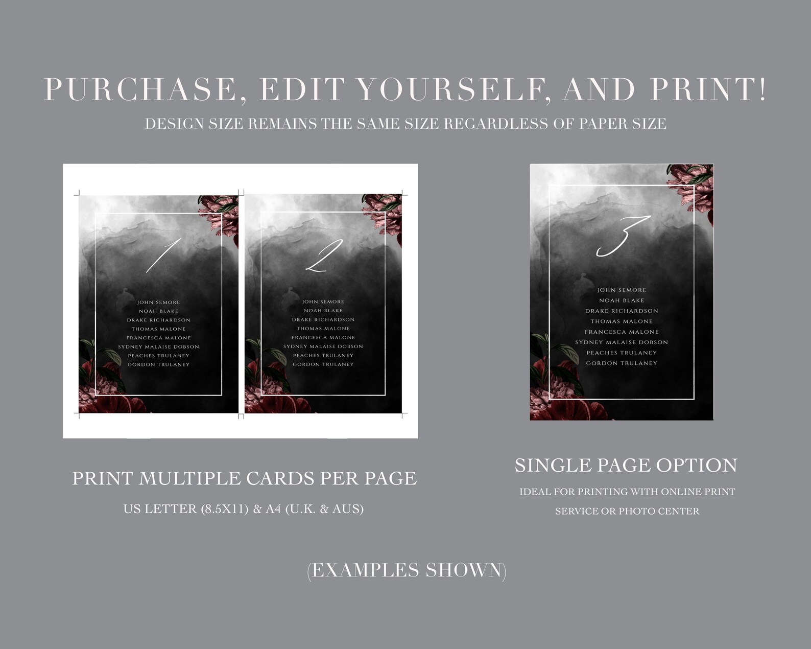 Ava: Moody Floral Seating Chart Template Moody Floral Wedding - Etsy