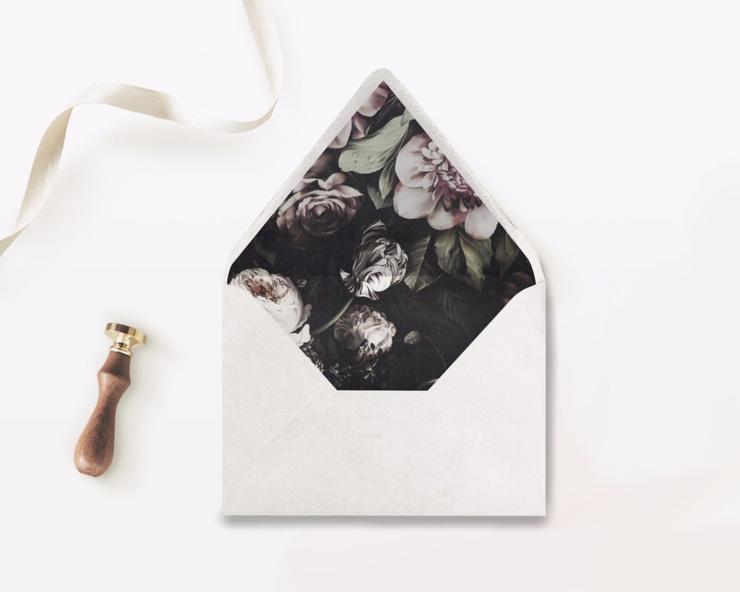 Victoria: Moody Floral Envelope Flap Liner Template, Envelope Liner ...