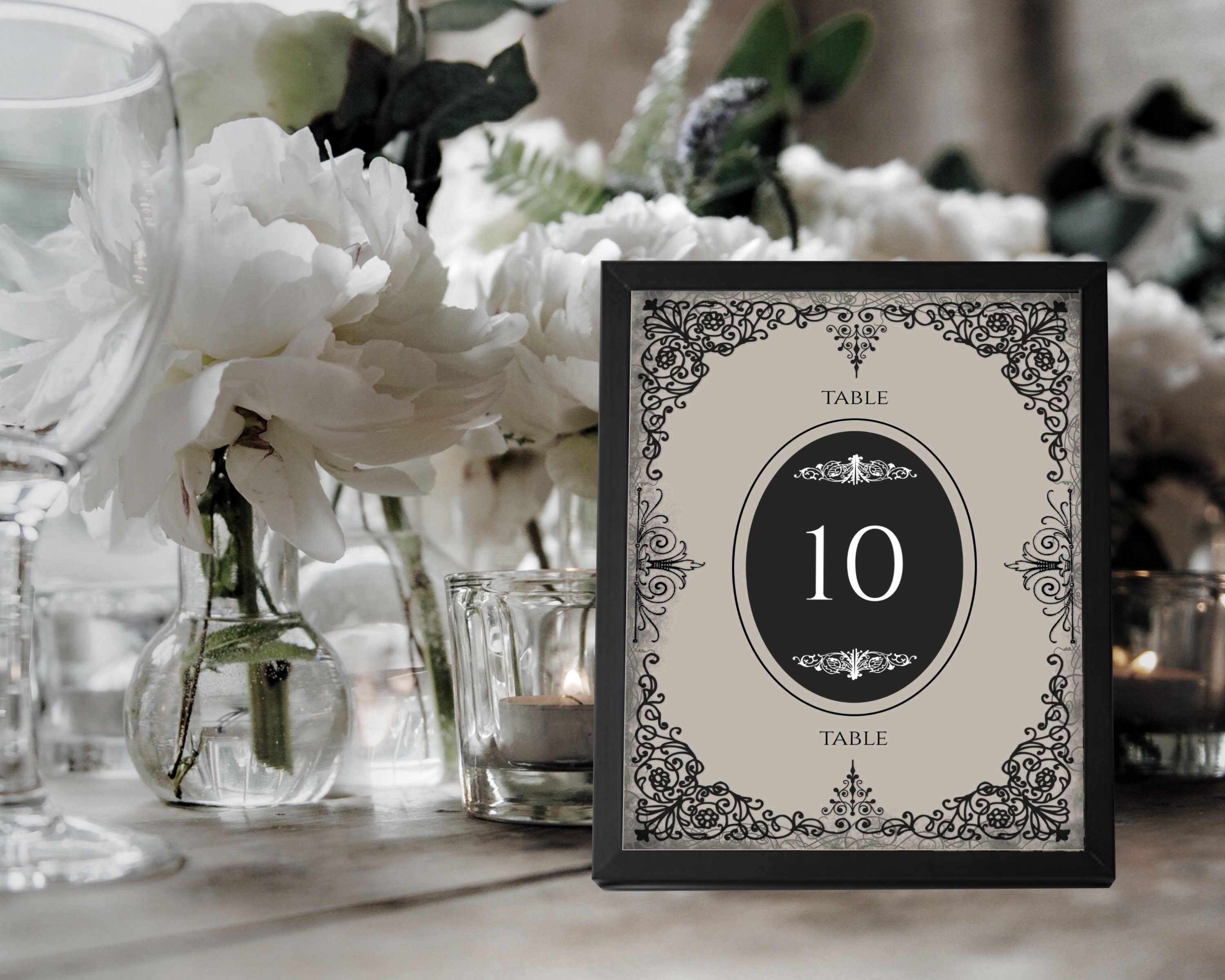 Gothic victorian numbers Wedding printable Wedding table numbers Gothic ...