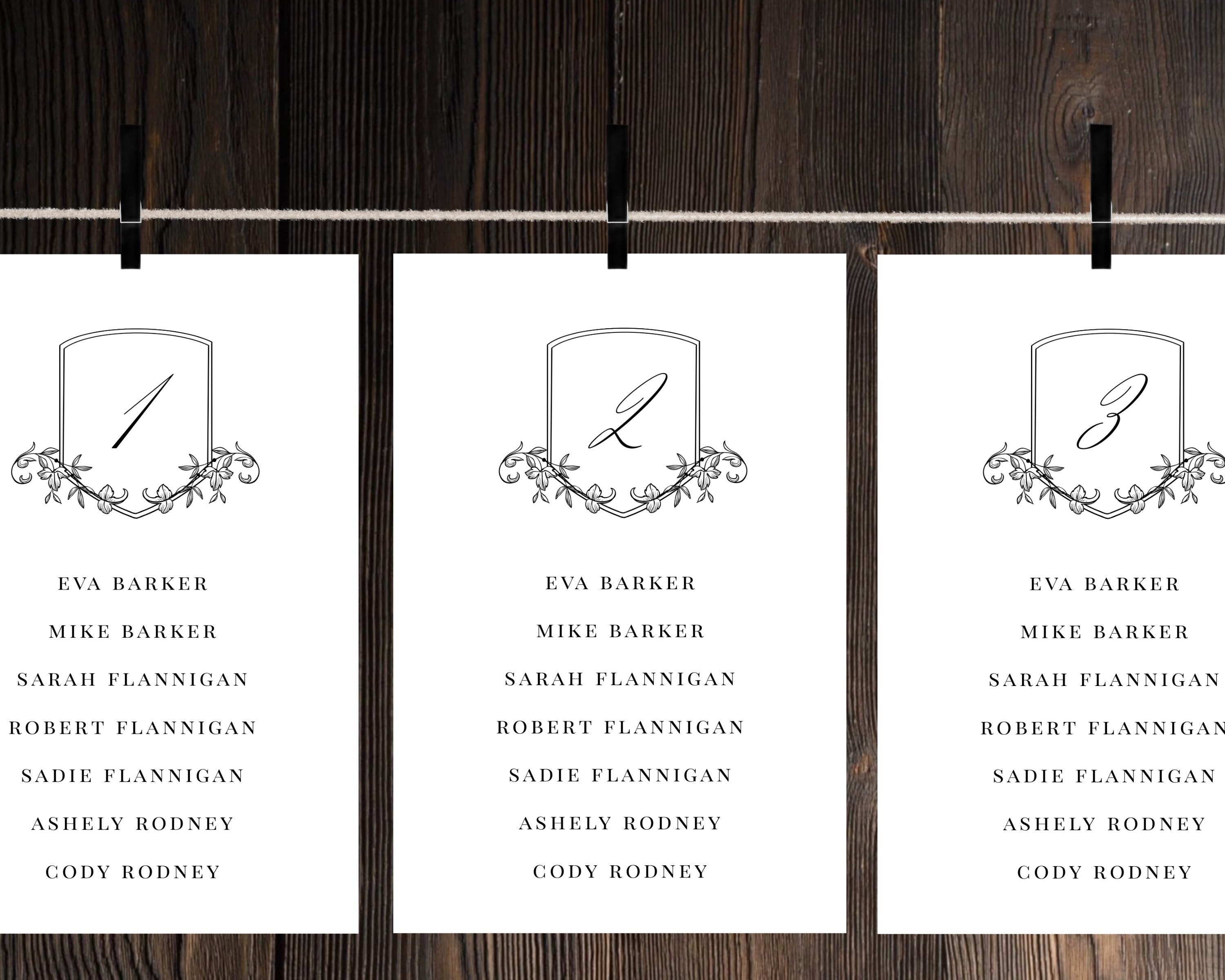 Seating Chart Template Monogram Crest Wedding Seating Plan - Etsy