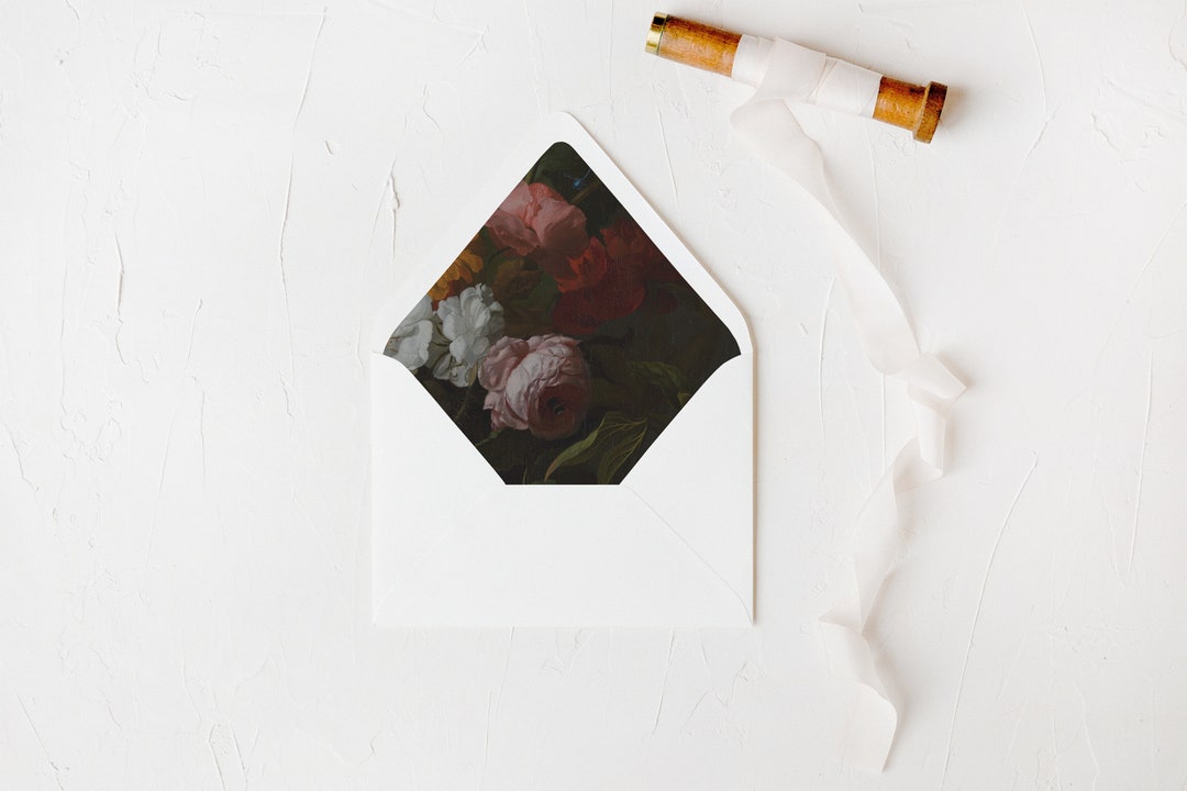 Lucia | Moody Floral Wedding Invitation Envelopes, Fine Art Lined ...
