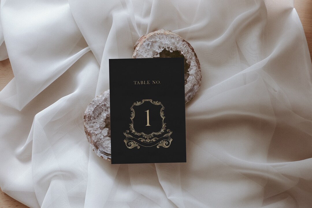 Sable: Black Wedding Table Number, Black and Gold Wedding, Black Gold ...